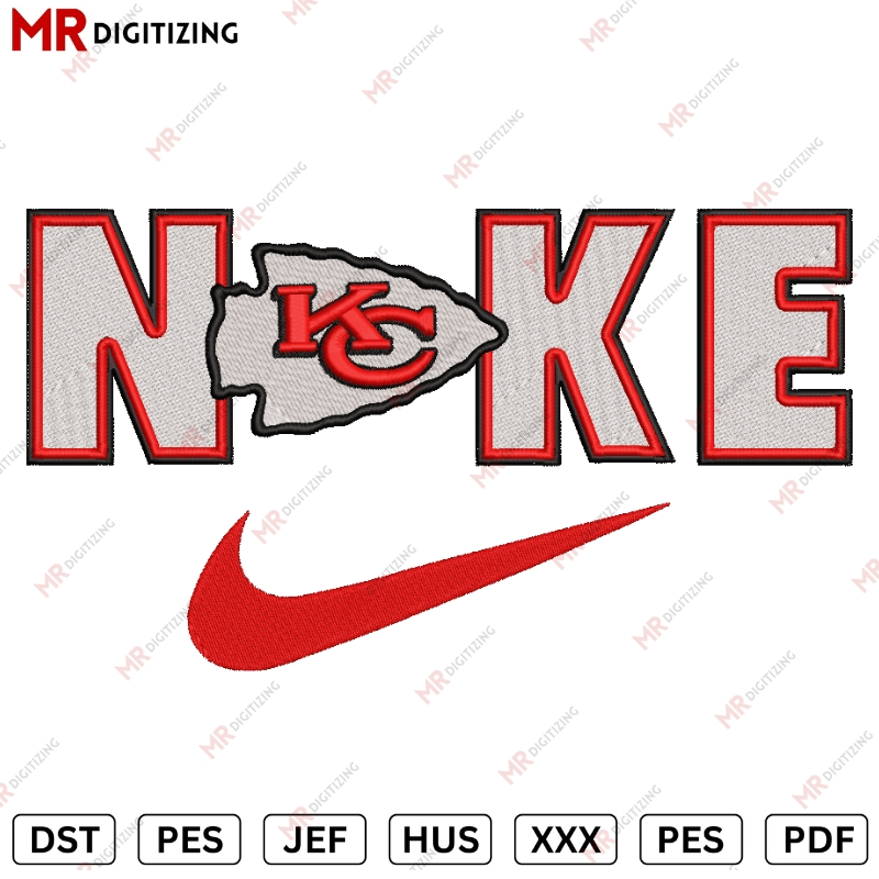 Nike Kansas Chiefs Embroidery design-DST, PES, JEF, etc.
